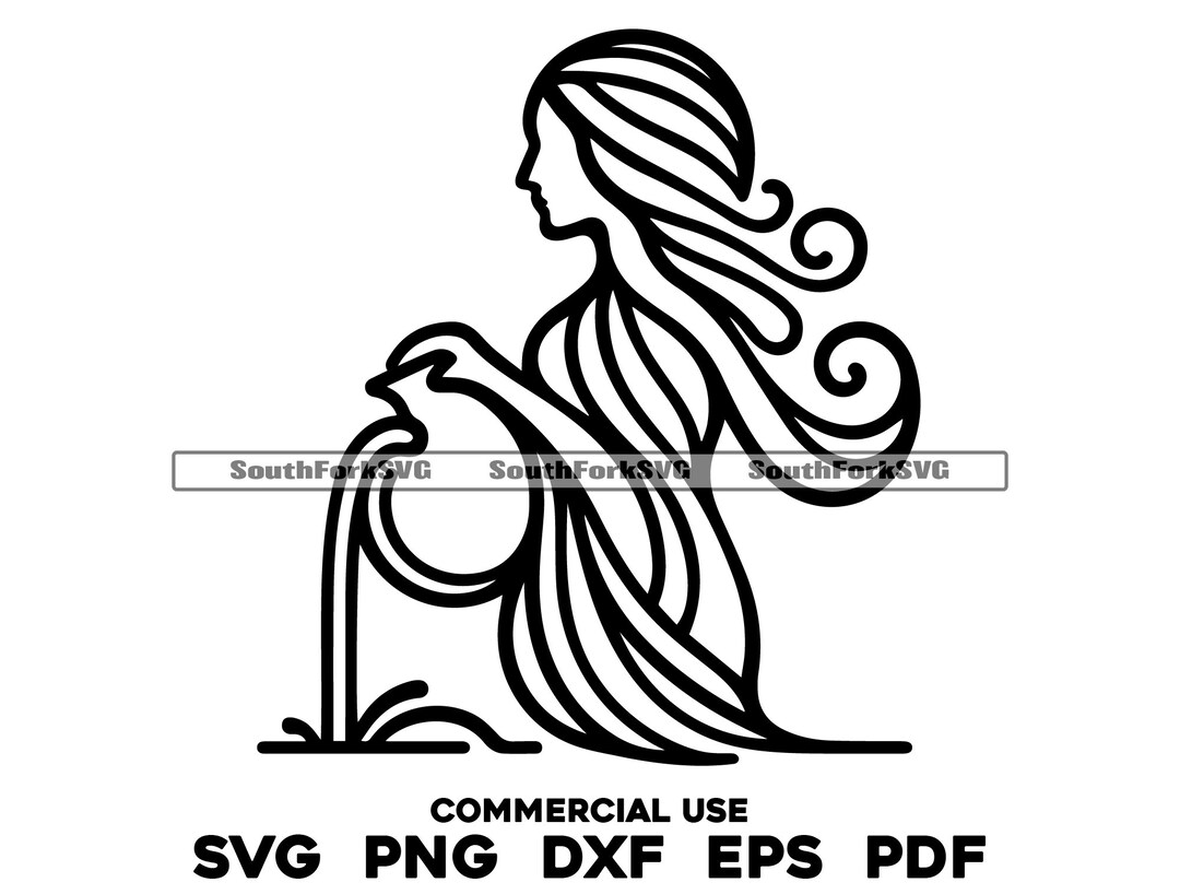 Aquarius Zodiac Sign Line Art Svg Png Dxf Pdf Eps Vector Graphic Design