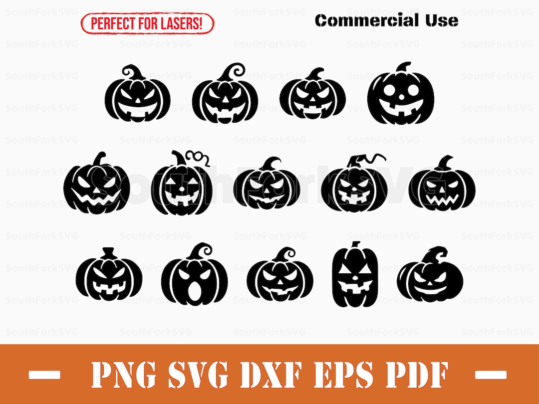 Simple Jack O' Lanterns Bundle Svg Png Dxf Eps Pdf | Vector Graphic Cut ...