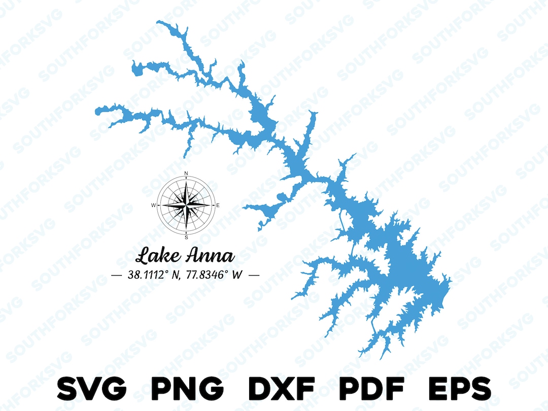 Lake Anna Virginia Map Shape Silhouette Svg Png Dxf Pdf Eps Vector ...