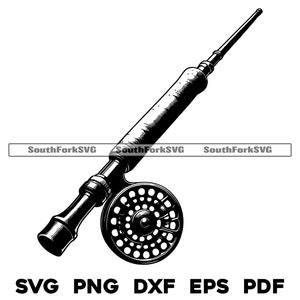 Fly Rod Vector Design 1 | Svg Png Dxf Eps Pdf | Transparent Vector ...