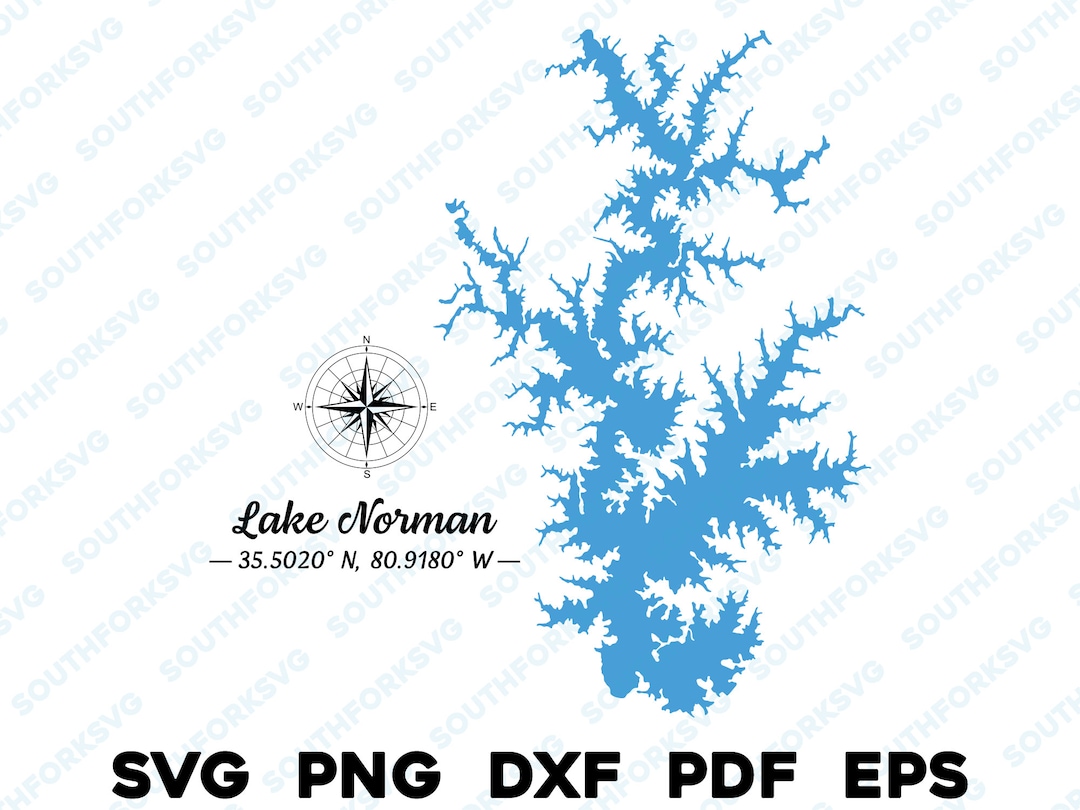 Lake Norman North Carolina Map Shape Silhouette Svg Png Dxf Pdf Eps ...