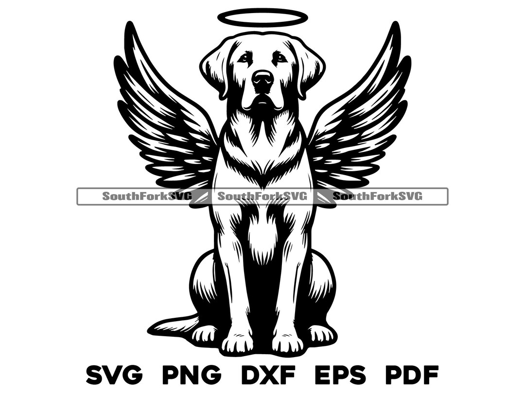 Labrador Retriever Angel Wings With Halo Svg Png Dxf Eps Pdf Vector ...