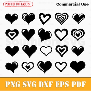 Simple Hearts Design Bundle Svg Png Dxf Eps Pdf | Vector Graphic Cut ...