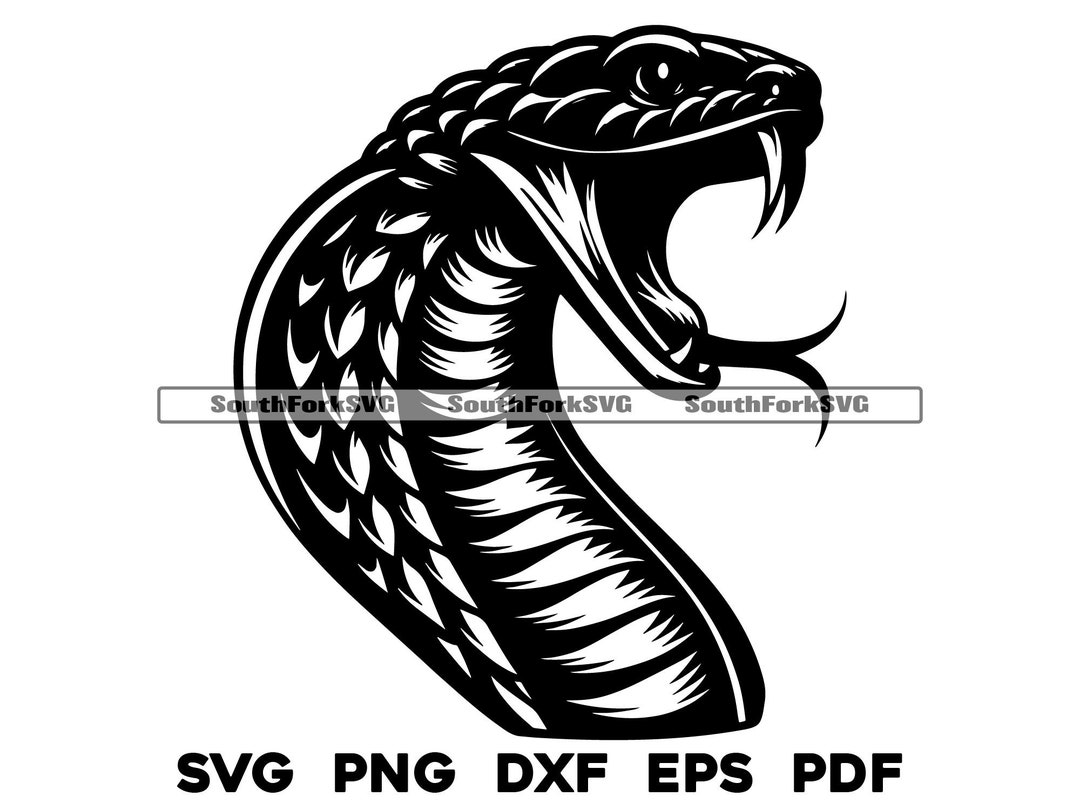 Hissing Cobra Snake Head Design 2 | Svg Png Dxf Eps Pdf | Vector ...