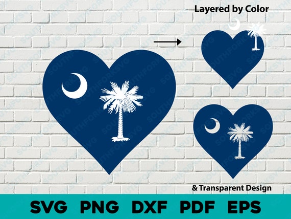 South Carolina State Flag Heart Svg Png Dxf Eps Pdf Vector - Etsy