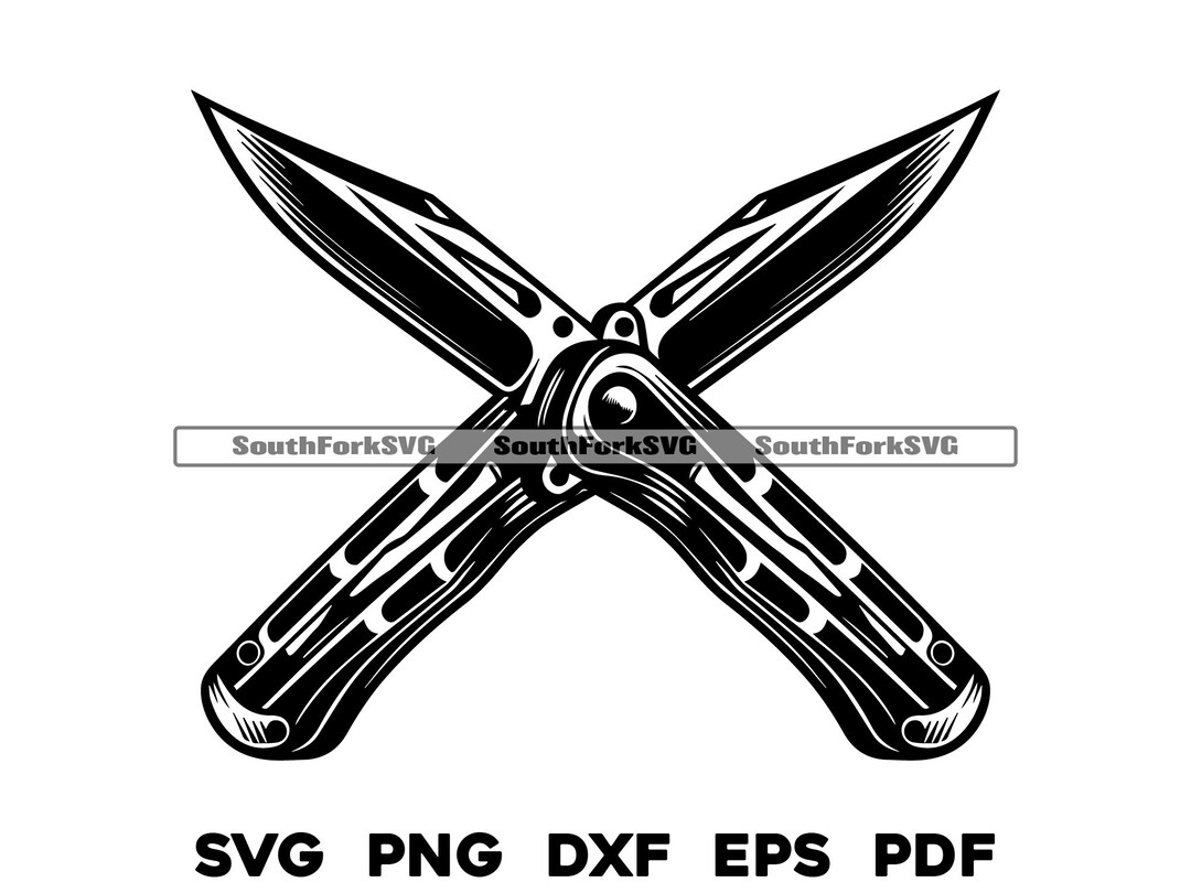 Crossed Pocket Knives Svg Png Dxf Pdf Eps Transparent Vector Graphic ...