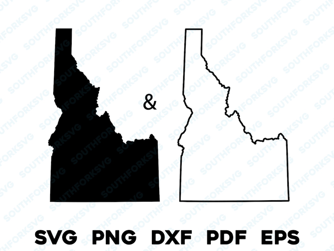Idaho State Silhouette & Outline Shapes Svg Png Dxf Pdf Eps Vector ...