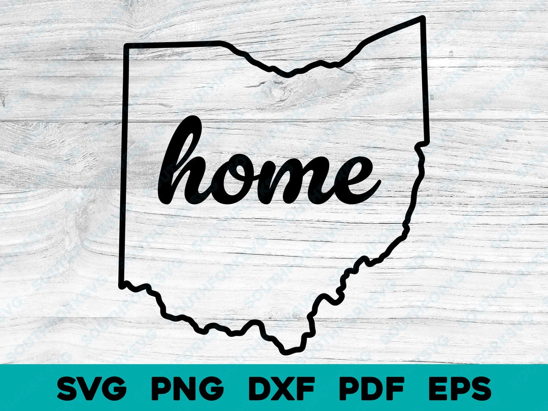 Ohio Home State Outline With Scripted Font | Svg Png Dxf Eps Pdf ...