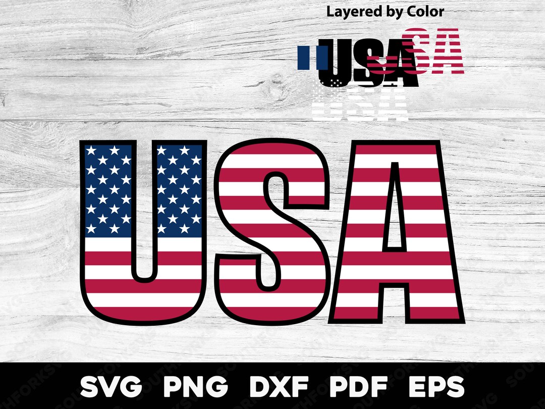 American Flag USA Name Design | Svg Png Dxf Eps Pdf | Layered by Color ...