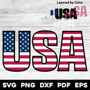American Flag USA Name Design | Svg Png Dxf Eps Pdf | Layered by Color ...
