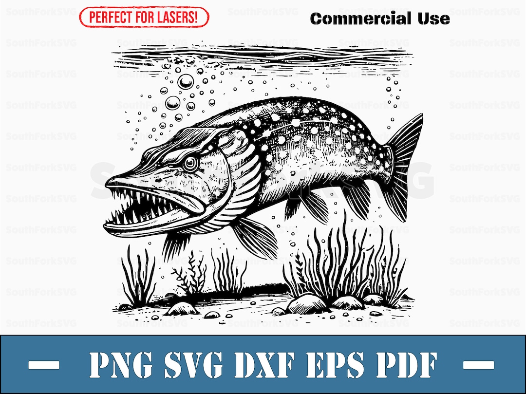 Northern Pike Scene Svg Png Dxf Eps Pdf | Transparent Vector Graphic ...