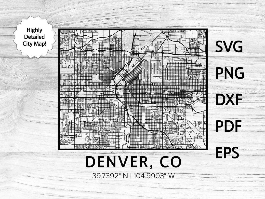 Denver Colorado CO City Map | Svg Png Dxf Pdf Eps | Vector Graphic ...