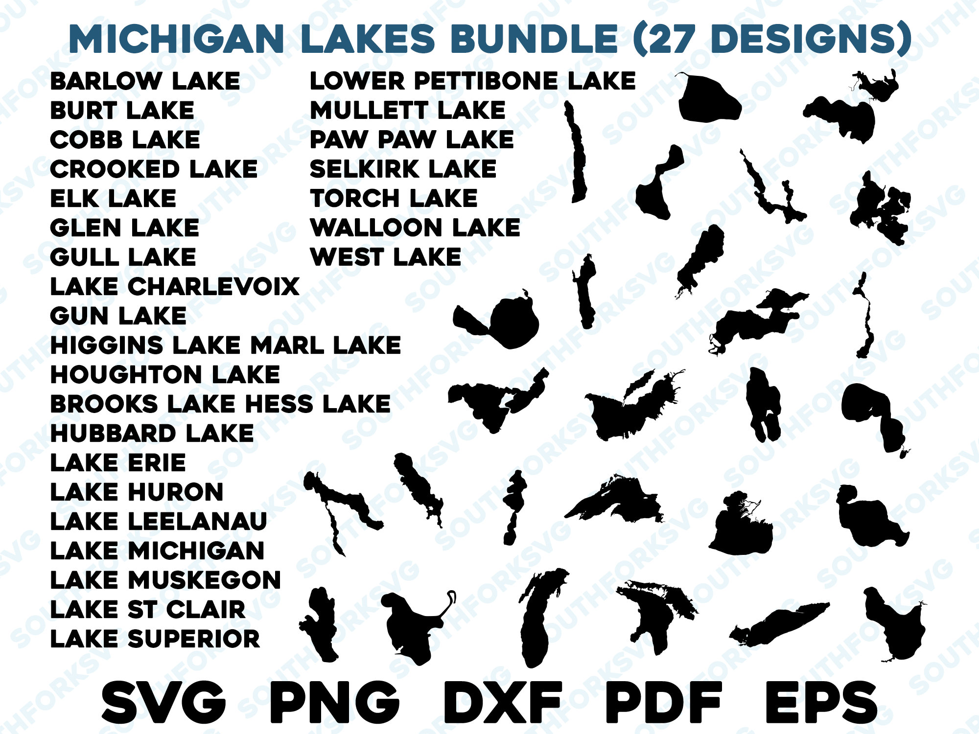 27 Michigan Lake Mega Bundle Map Shape Silhouette Svg Png Dxf - Etsy