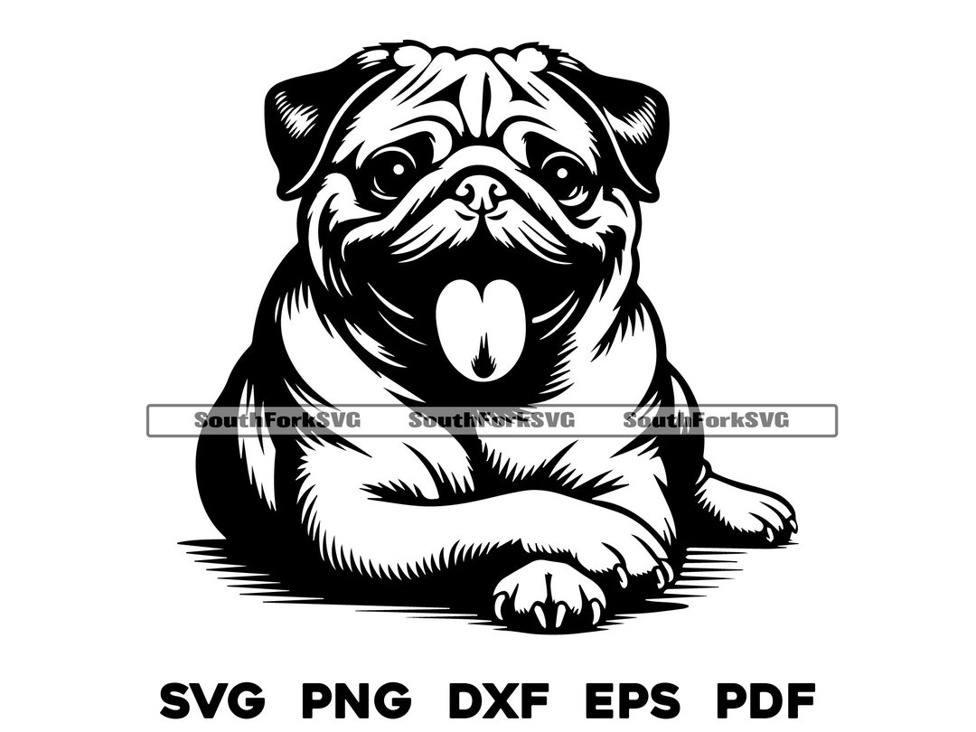 Pug Dog Laying Crossed Paws Design | Svg Png Dxf Eps Pdf | Vector ...