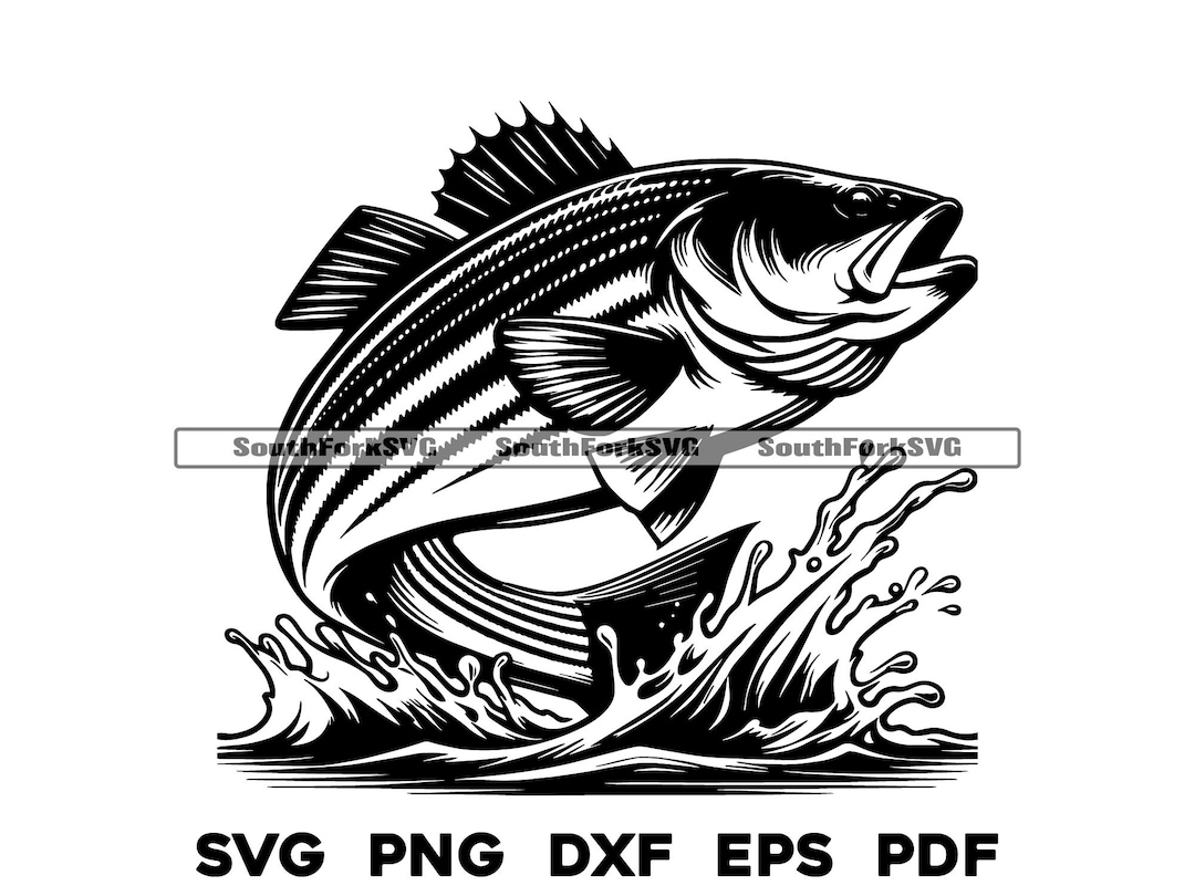 Striped Bass, Striper Jumping 1 | Svg Png Dxf Eps Pdf Transparent ...
