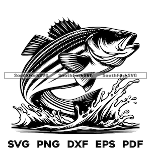 Striped Bass, Striper Jumping 1 | Svg Png Dxf Eps Pdf Transparent ...