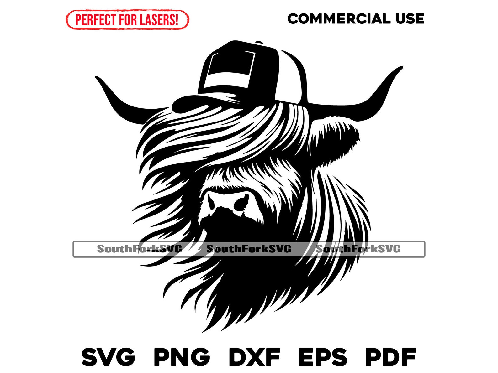 Highland Cow Mullet Trucker Hat Svg Png Dxf Eps Pdf Vector Graphic ...