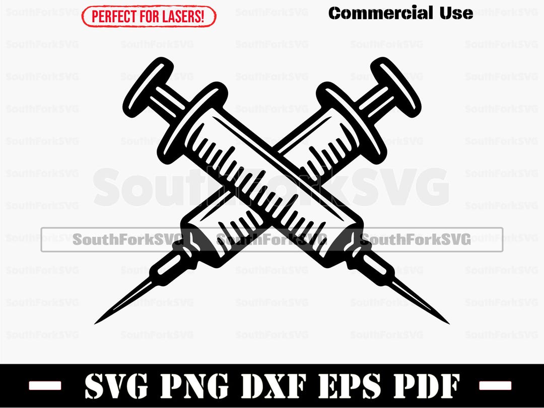 Crossed Syringes Svg Png Dxf Pdf Eps | Cut Print Laser Digital File ...
