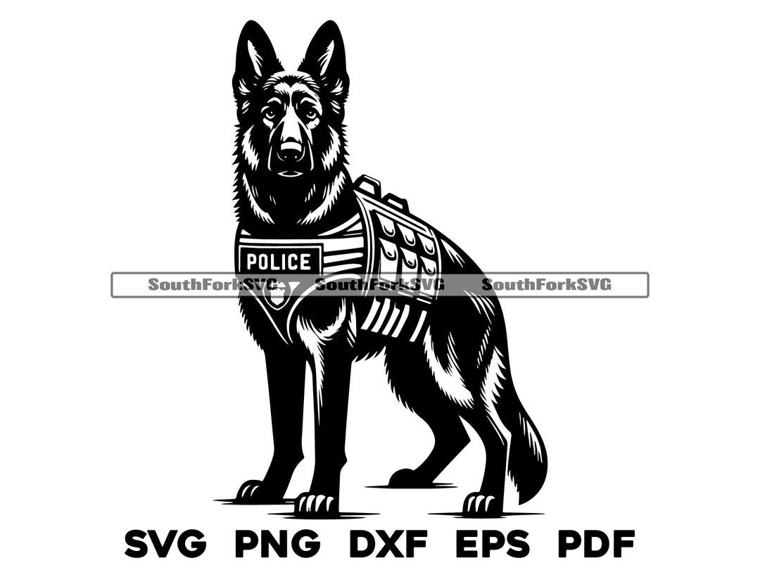 German Shepherd Wearing Police Vest Design | Svg Png Dxf Eps Pdf ...