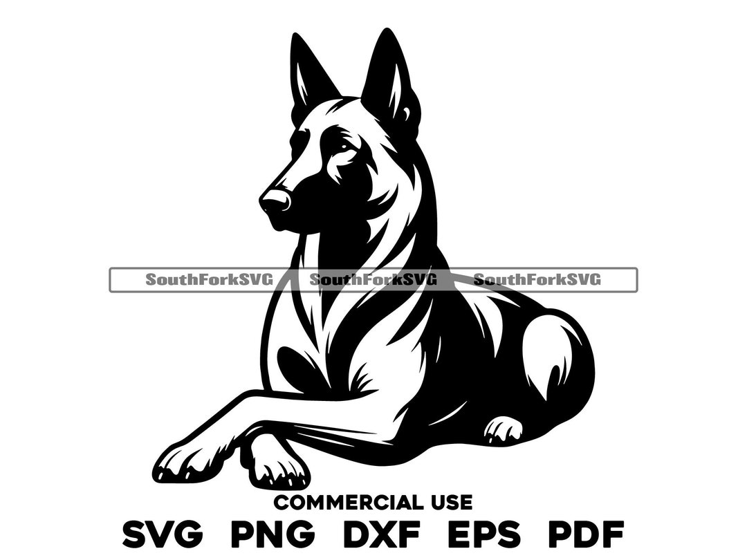 Belgian Malinois Laying Crossed Paws Svg Png Dxf Eps Pdf | Vector ...