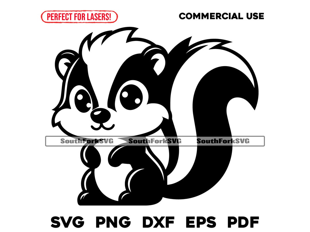 Cute Skunk Svg Png Dxf Eps Pdf | Vector Graphic Cut File Laser Clip Art ...