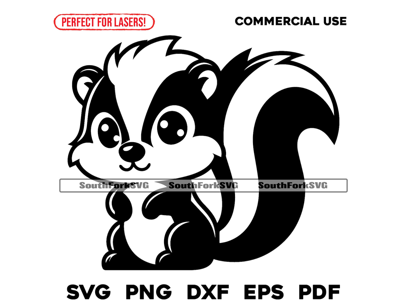 Cute Skunk Svg Png Dxf Eps Pdf | Vector Graphic Cut File Laser Clip Art ...