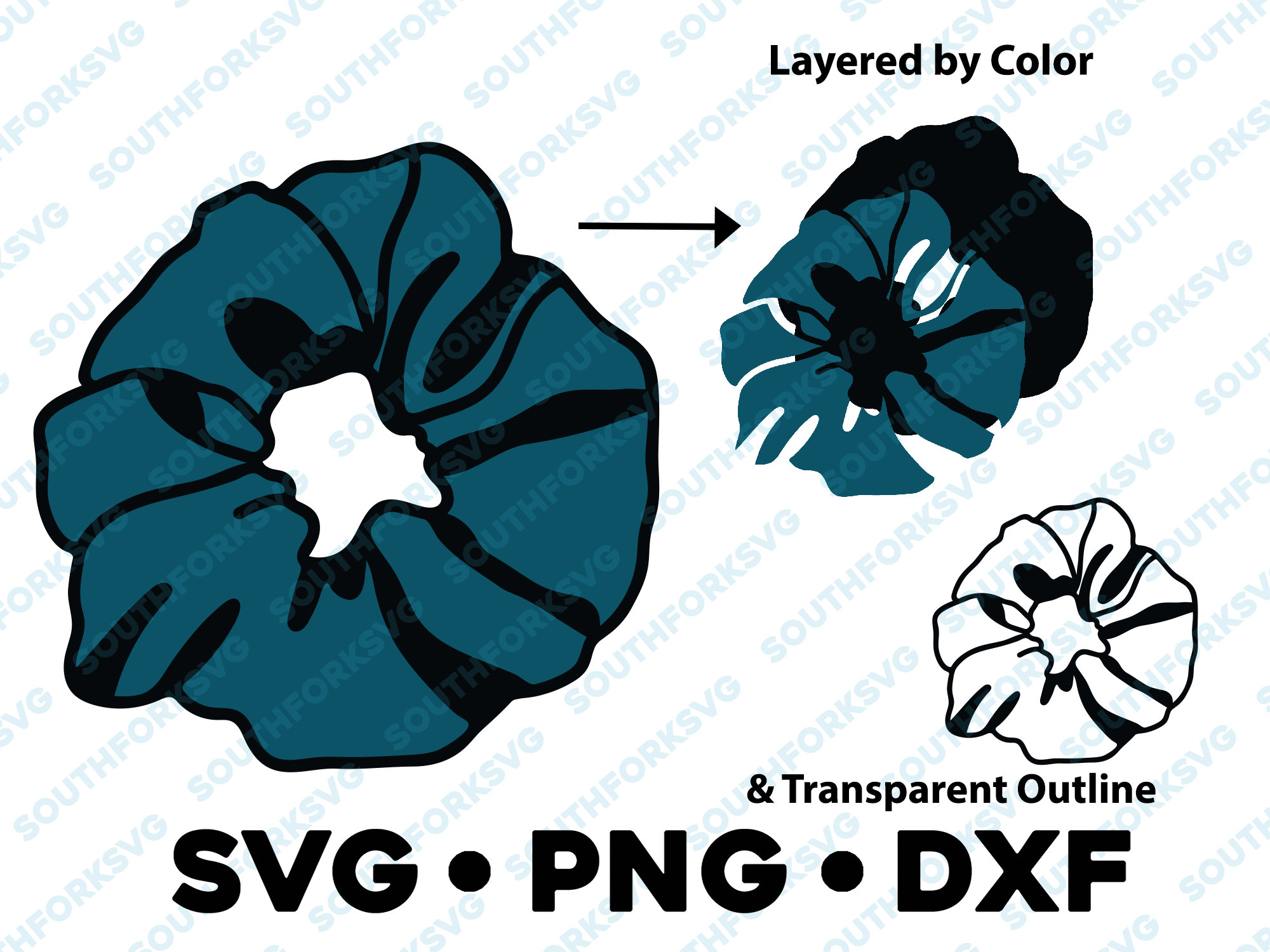 Scrunchie SVG PNG DXF Layered by Color Cut File Clip Art Vector Graphic ...