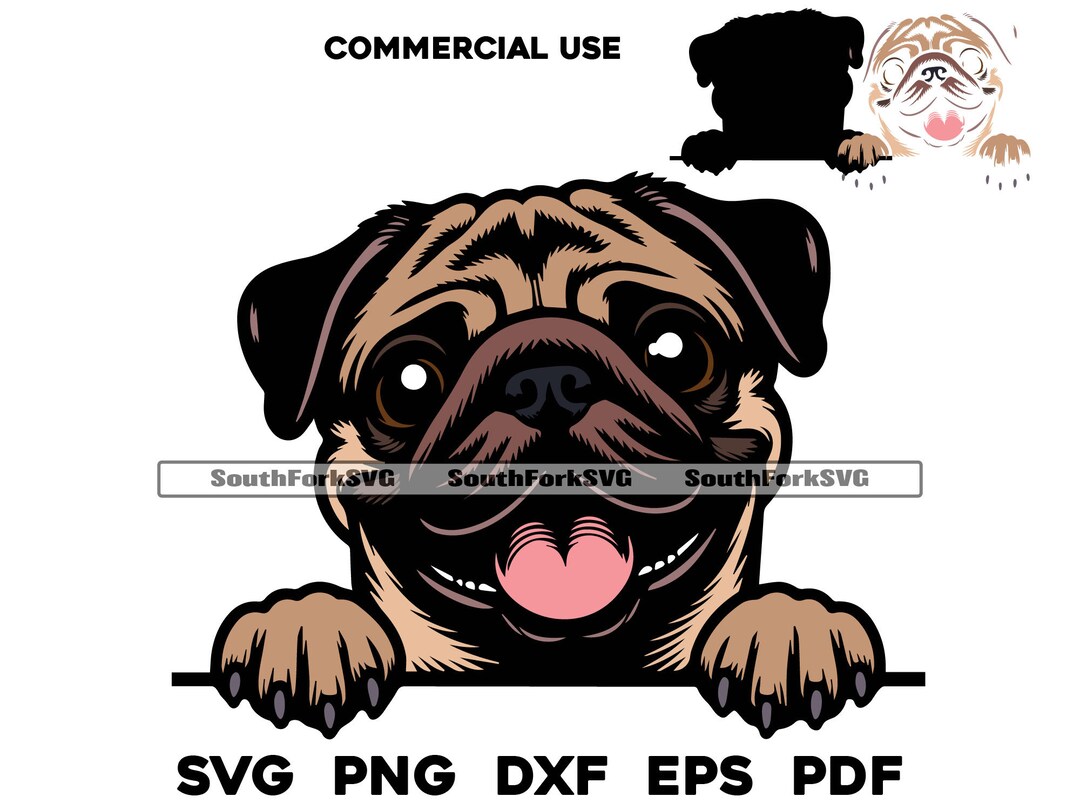 Peeking Pug Dog Layered by Color Svg Png Dxf Eps Pdf | Vector Graphic ...