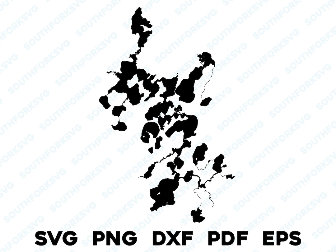 Three Lake Chain of Lakes Wisconsin Map Shape Silhouette Svg Png Dxf ...