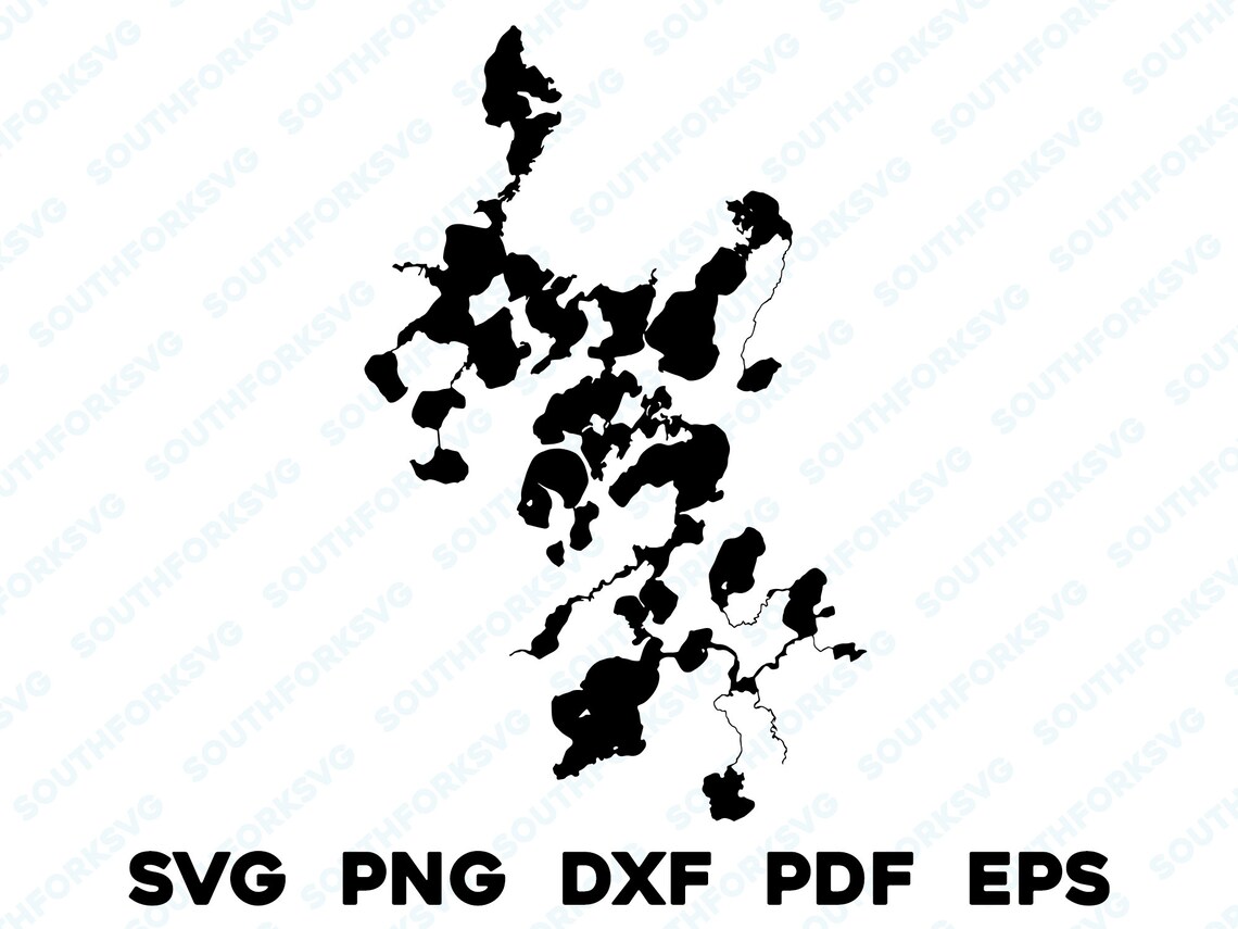 Three Lake Chain of Lakes Wisconsin Map Shape Silhouette Svg Png Dxf ...