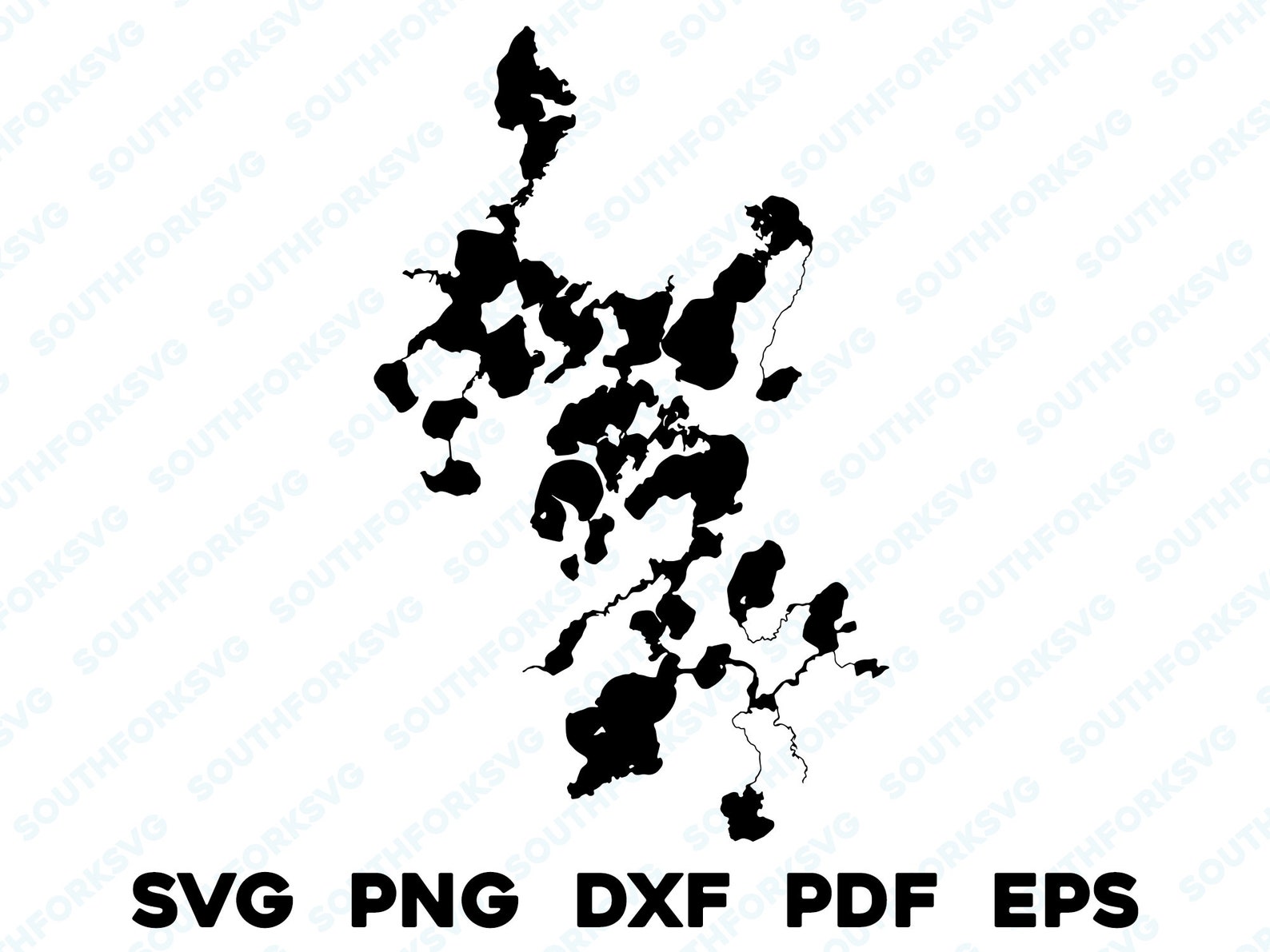 Three Lake Chain of Lakes Wisconsin Map Shape Silhouette Svg Png Dxf ...