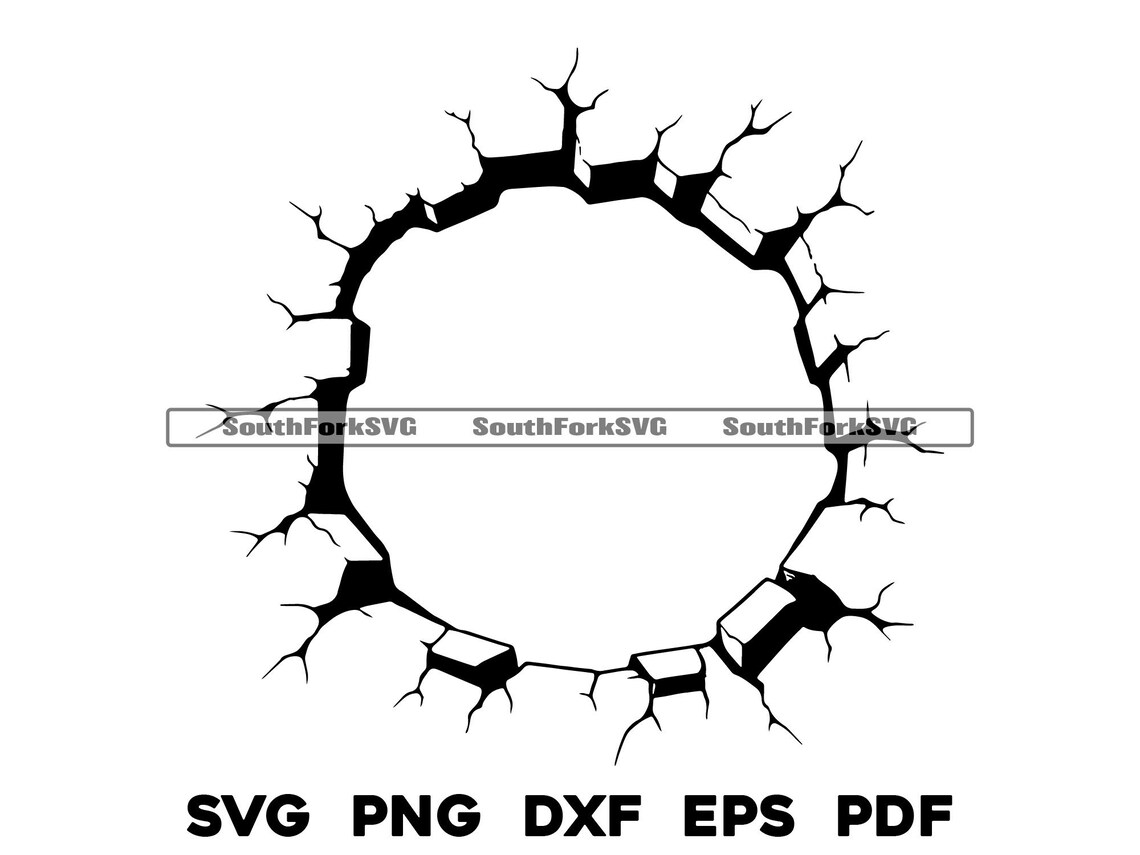 Cracked Hole in Wall Design | Svg Png Dxf Eps Pdf | Vector Graphic Cut ...