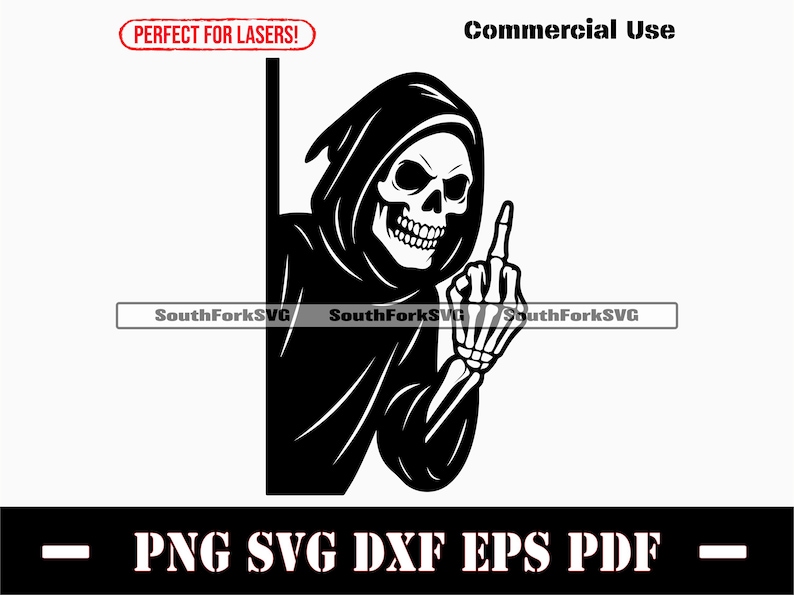 Peering Grim Reaper Middle Finger Svg Png Dxf Eps Pdf | Vector Graphic ...