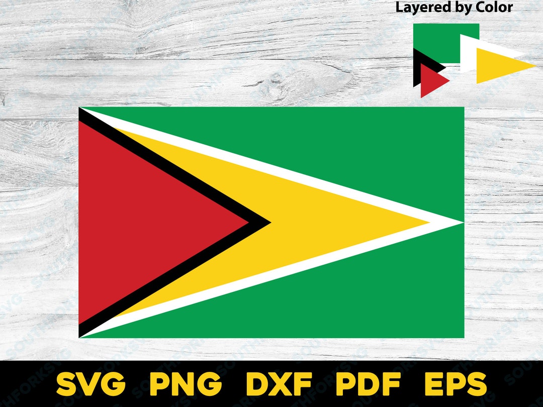 Guyana National Flag | Svg Png Dxf Eps Pdf | Layered by Color Vector ...