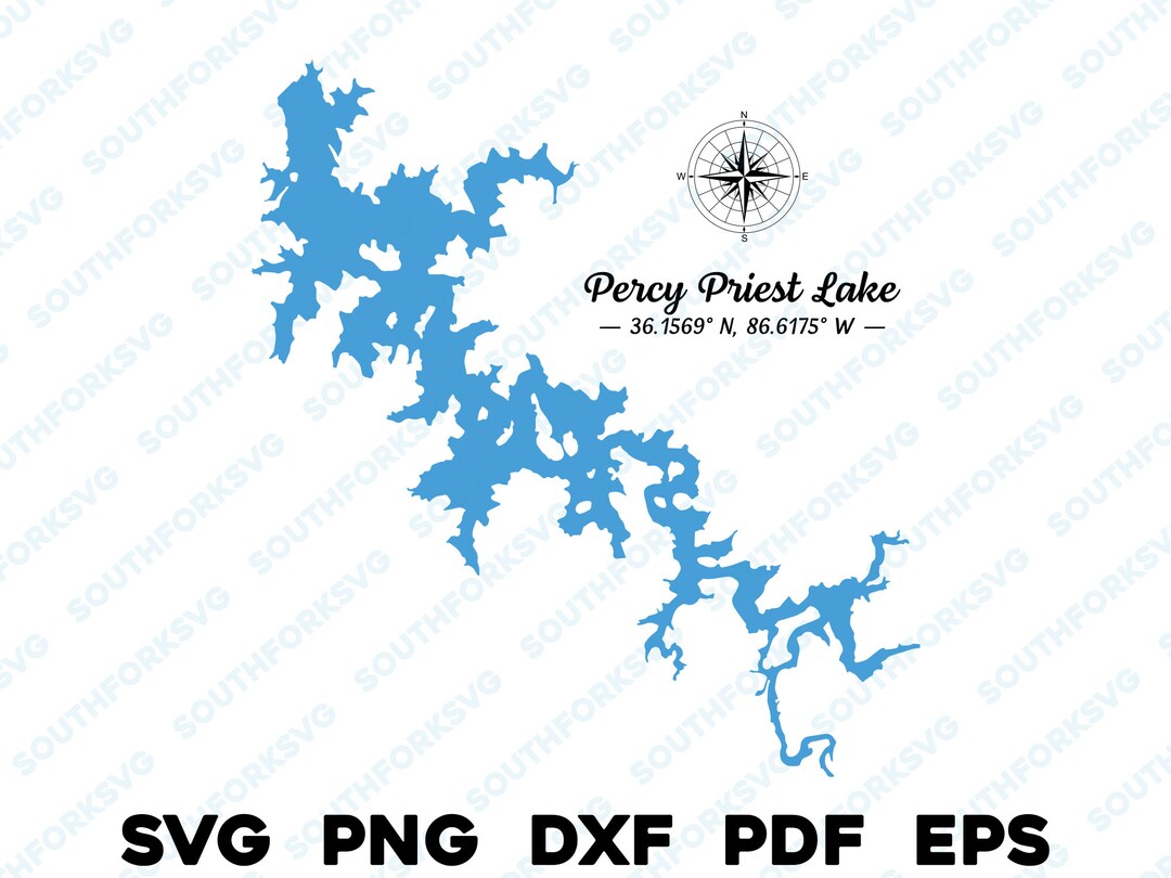 Percy Priest Lake Tennessee Map Shape Silhouette Svg Png Dxf Pdf Eps Vector Graphic Design Cut
