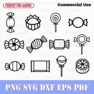 Simple Candy SVG Bundle Svg Png Dxf Eps Pdf | Vector Graphic Cut Print ...