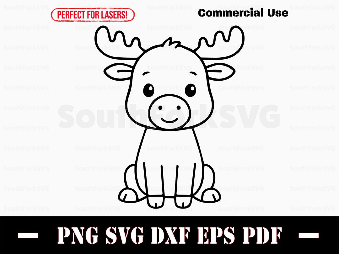 Cute Baby Moose Svg Png Dxf Eps Pdf | Vector Graphic Design Cut Print ...