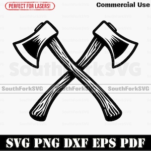 Crossed Hatchets Svg Png Dxf Pdf Eps | Cut Print Laser Digital File ...