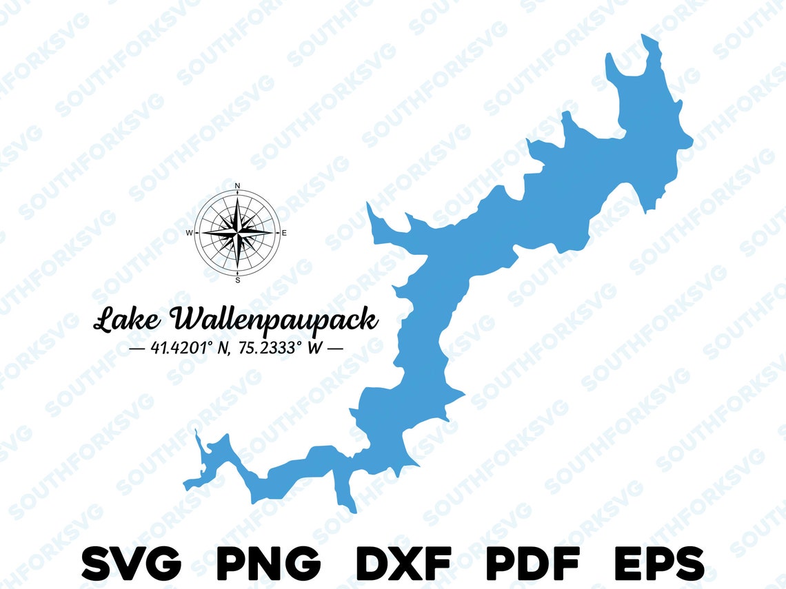 Lake Wallenpaupack Pennsylvania Map Shape Silhouette Svg Png - Etsy UK