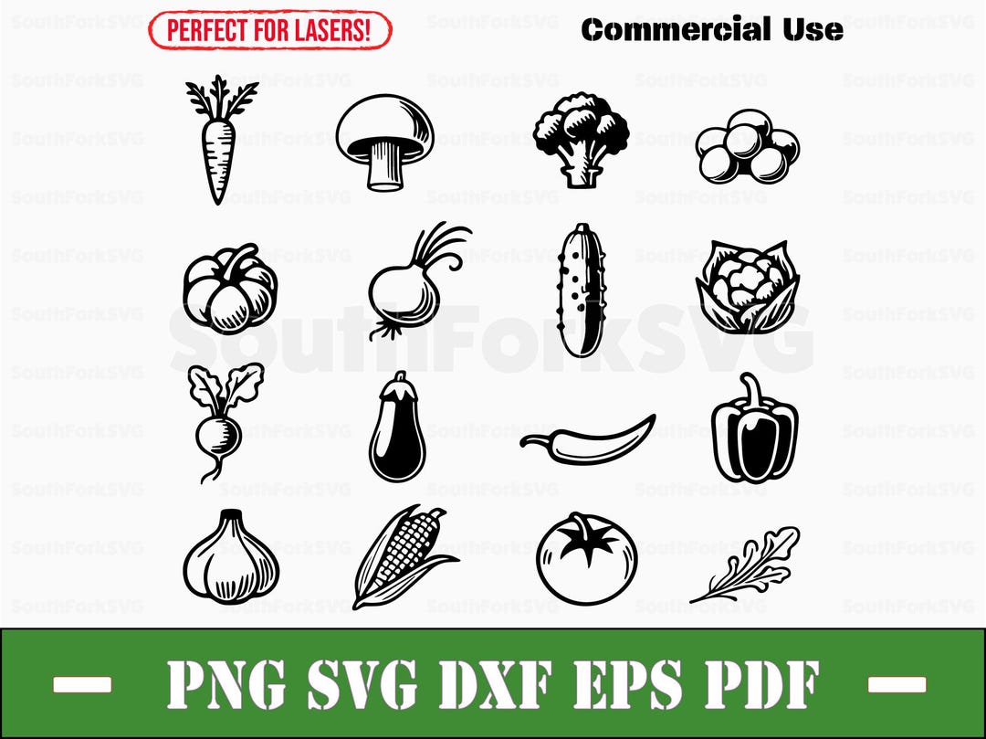 Simple Vegetable Icons Bundle Svg Png Dxf Eps Pdf | Vector Graphic Cut ...