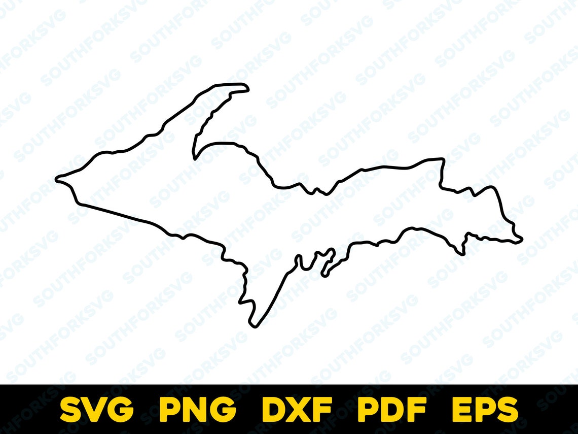 Michigan Upper Peninsula Simple Outline Map Shape | Svg Png Dxf Pdf Eps ...