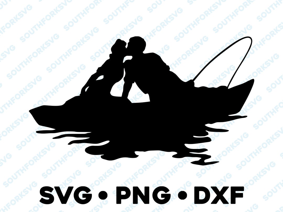 Couple Fishing SVG PNG DXF Cut File for Silhouette Cameo Vector Graphic ...