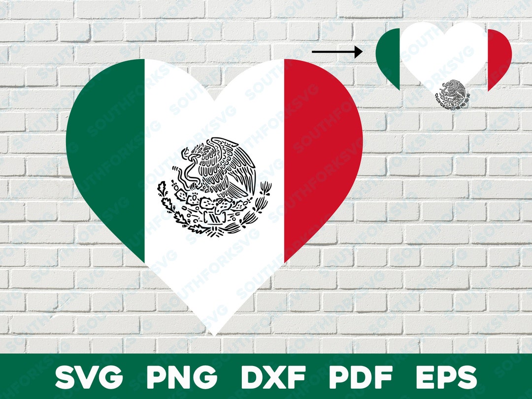 Mexico National Flag Heart Svg Png Dxf Eps Pdf Layered by Color Vector ...