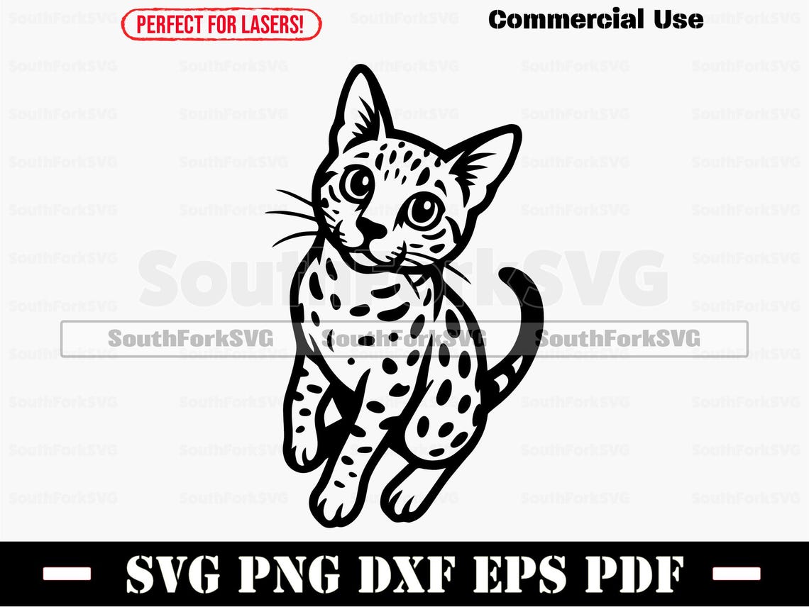 Savannah Cat Begging Svg Png Dxf Eps Pdf | Vector Graphic Cut Print ...