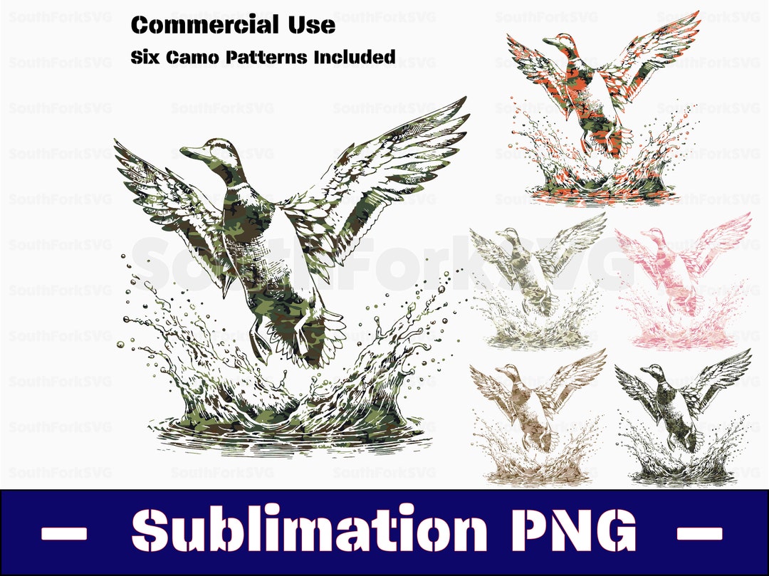Mallard Duck Camo Pattern Sublimation PNG Bundle Transparent High Res ...