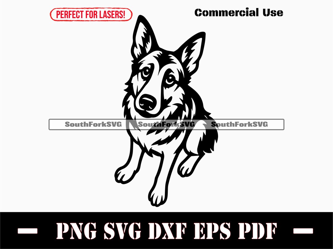 German Shepherd Begging Svg Png Dxf Eps Pdf | Vector Graphic Stencil ...