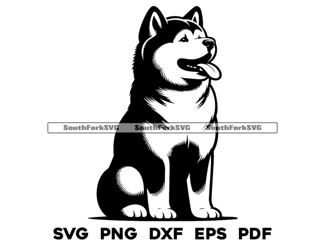 Akita Dog Sitting Design 2 | Svg Png Dxf Eps Pdf | Vector Graphic Cut ...