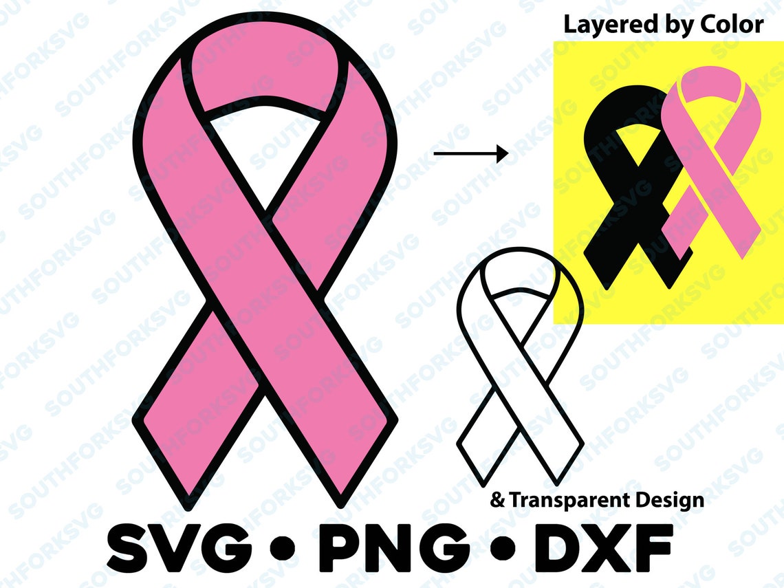 Breast Cancer Ribbon SVG PNG DXF Layered by Color Cut File for ...