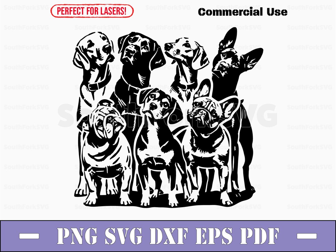 Group of Dogs | Svg Png Dxf Eps Pdf | Vector Graphic Cut File Laser ...