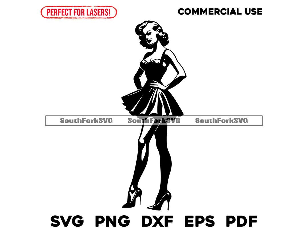 Classic 1950s Pinup Girl Svg Png Dxf Eps Pdf Files | Cut Print Laser ...